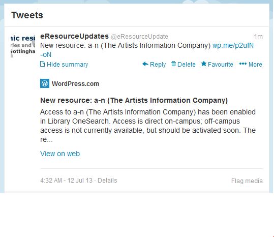 Electronic Resource Updates blog updates now available through Twitter ...
