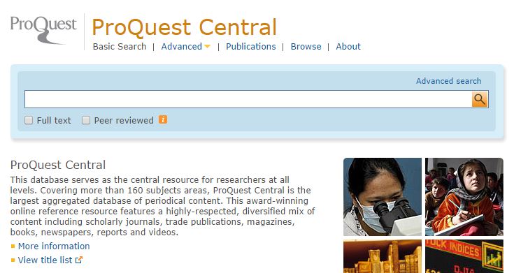 New resource: ProQuest Central – eResource updates