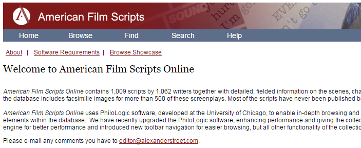 New resource: American Film Scripts online – eResource updates